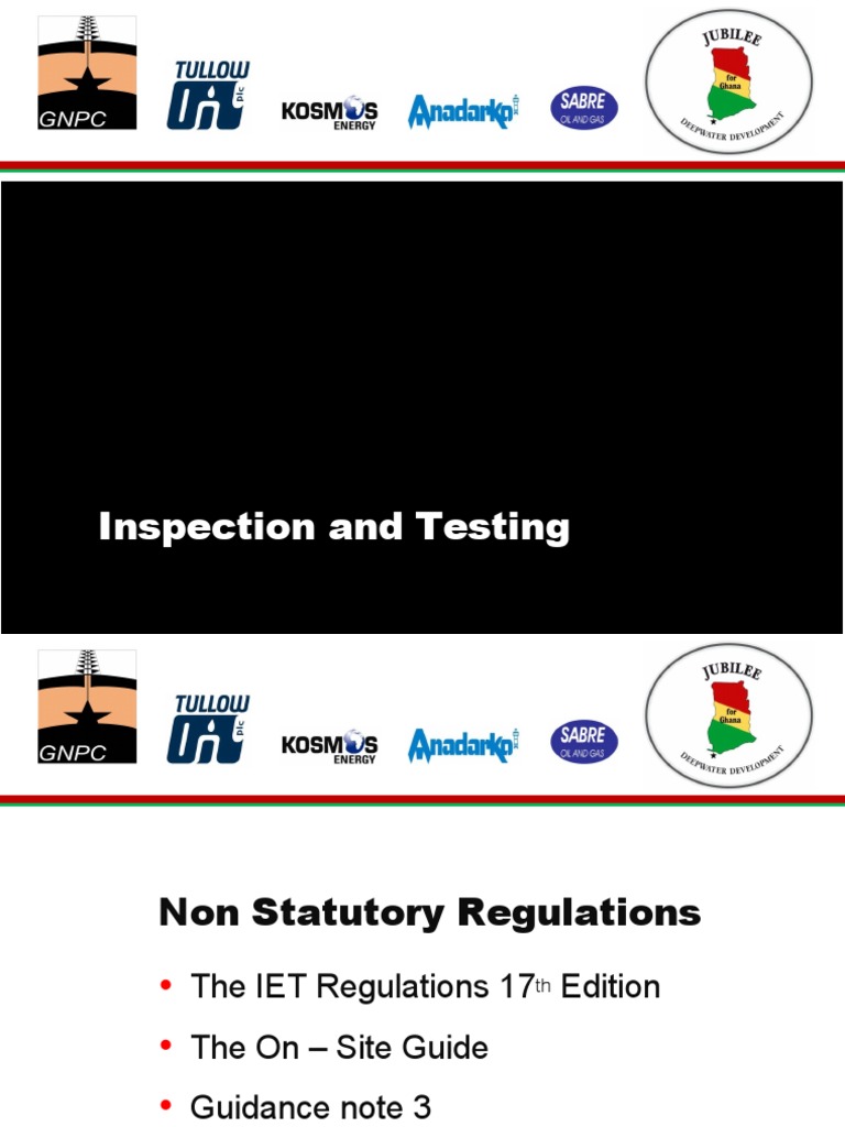 Insp. Test & Cert. of Elec Installations (Inspection & Testing ...