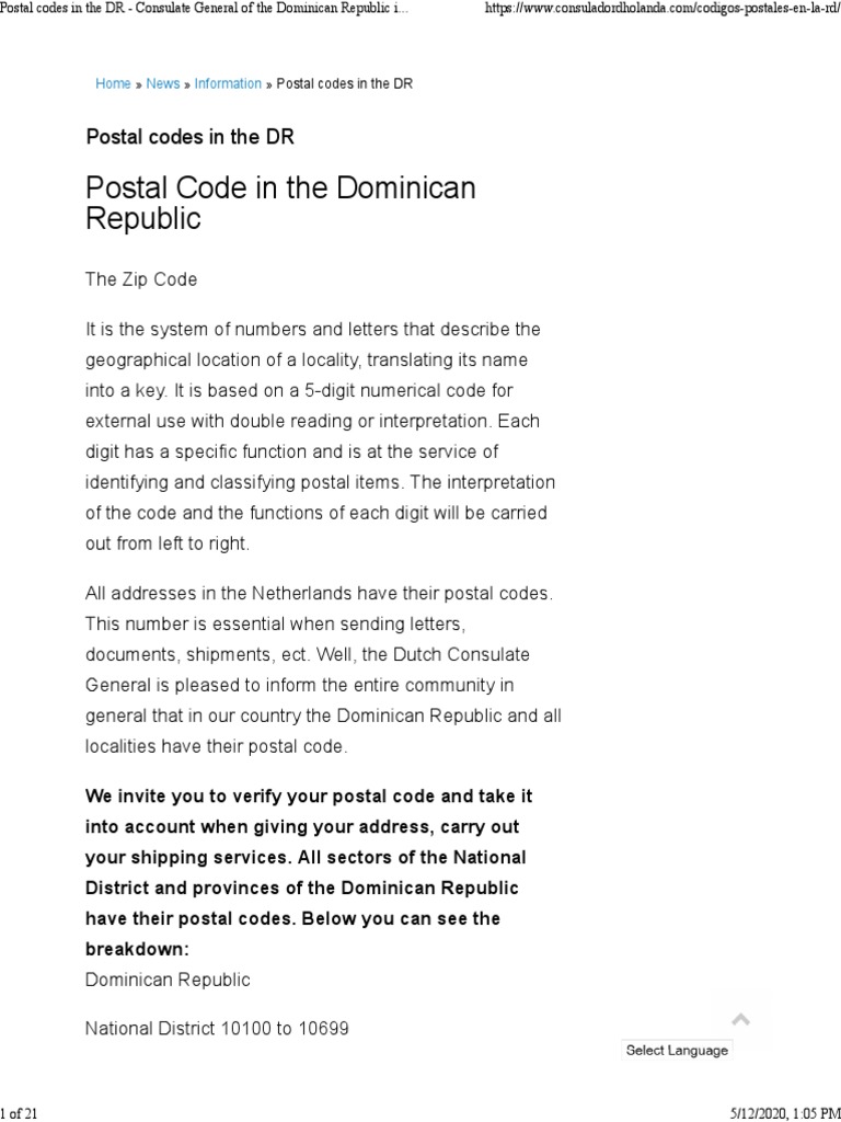 Dominican Postal Codes Guide | PDF | Zip Code | Dominican Republic