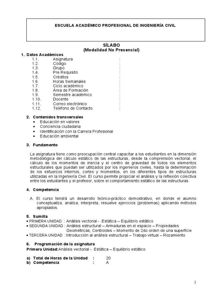 Modelo de Silabo | PDF | Análisis estructural | Cognición