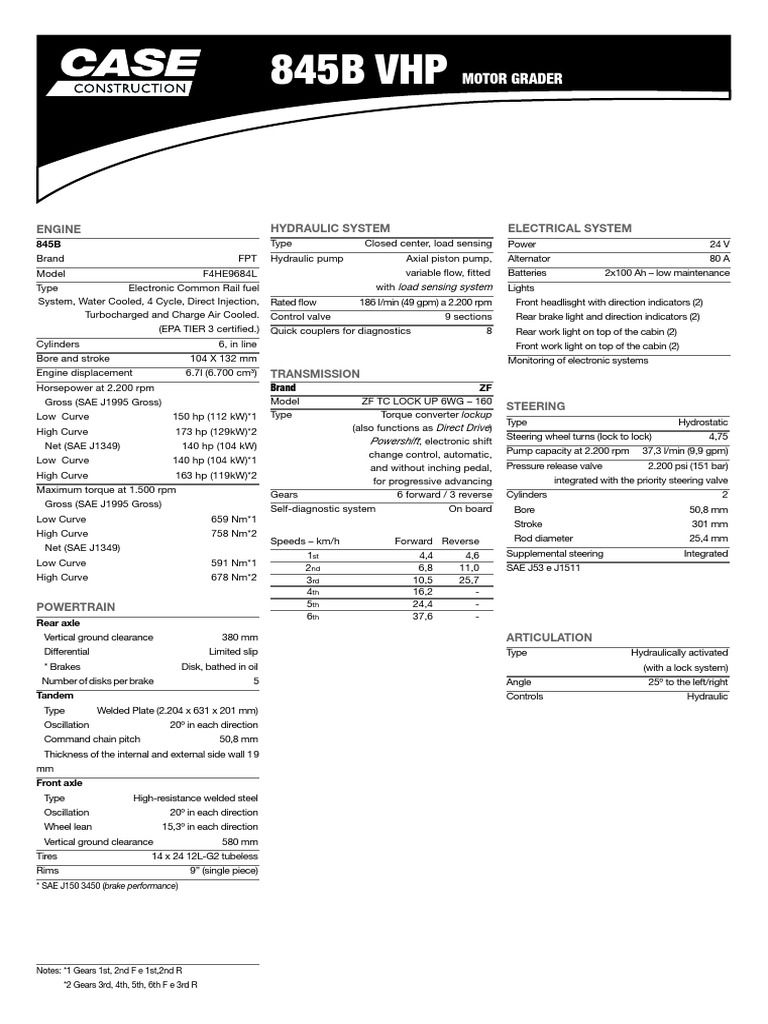 845B VHP: Motor Grader | PDF | Horsepower | Automatic Transmission