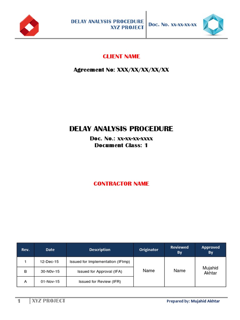 Delay Analysis Procedure - Sample | PDF | Project Management | Business