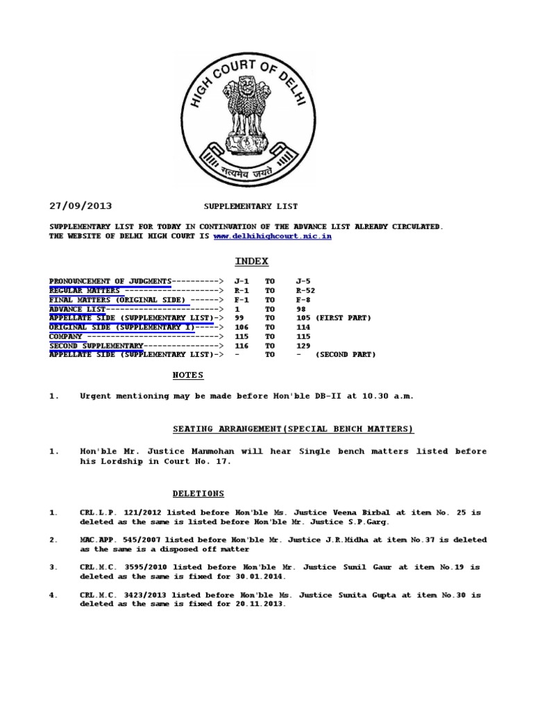 Index: Supplementary List | PDF | High Court Of Australia | Lawsuit
