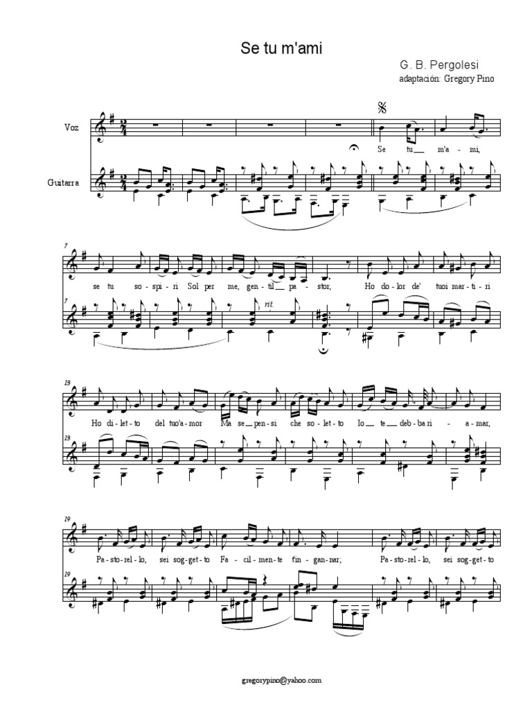 SE TU MAMI-Pergolesi-mezzo Guitarra y Voz | PDF