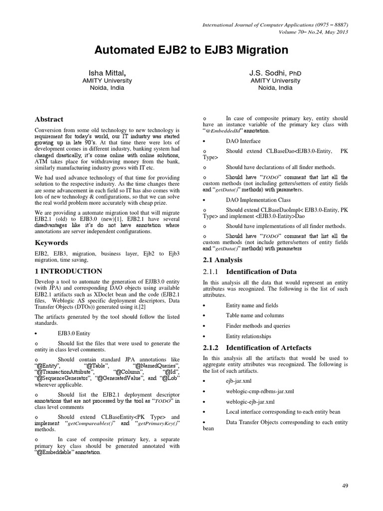 Automated EJB2 To EJB3 Migration: Isha Mittal J.S. Sodhi | PDF | Xslt | Xml