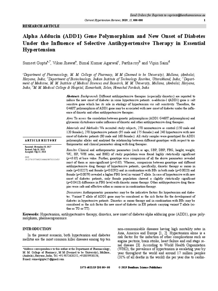 ADD1 Gene | PDF | Polymerase Chain Reaction | Primer (Molecular Biology)