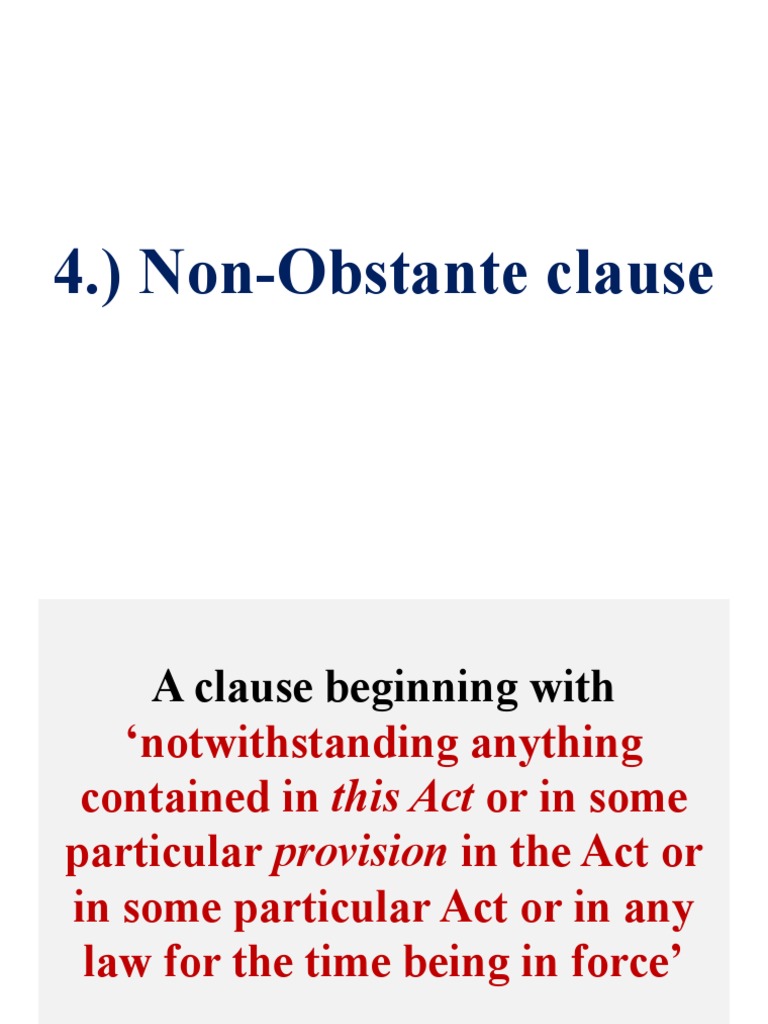 Non-Obstante Clause - Slide-Ii | PDF | Eminent Domain | Annulment