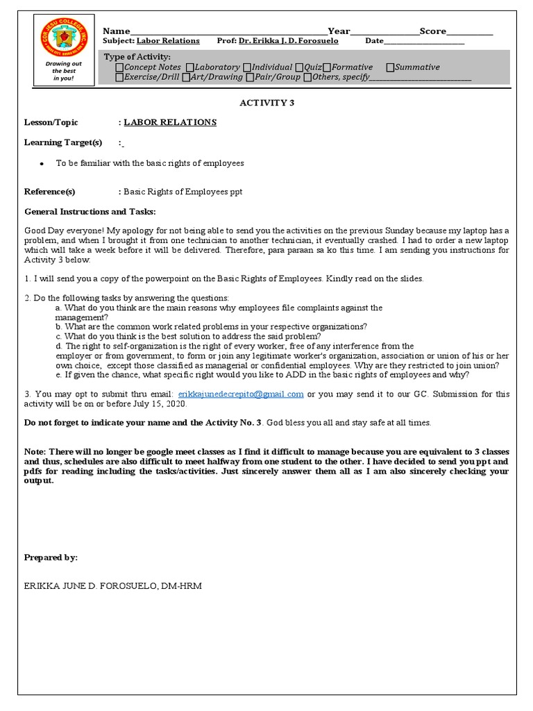 Activity No 3 Pdf Learning Cognition