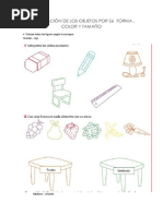 Ficha de Trabajo: Clasificación de Objetos Por Su Tamaño, Color y Forma ...