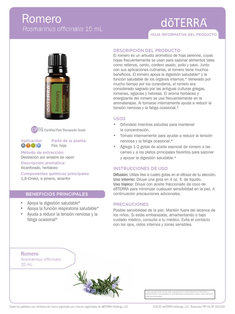 Aceite de Romero Rosemary Oil PDF | PDF | Romero | Aromaterapia