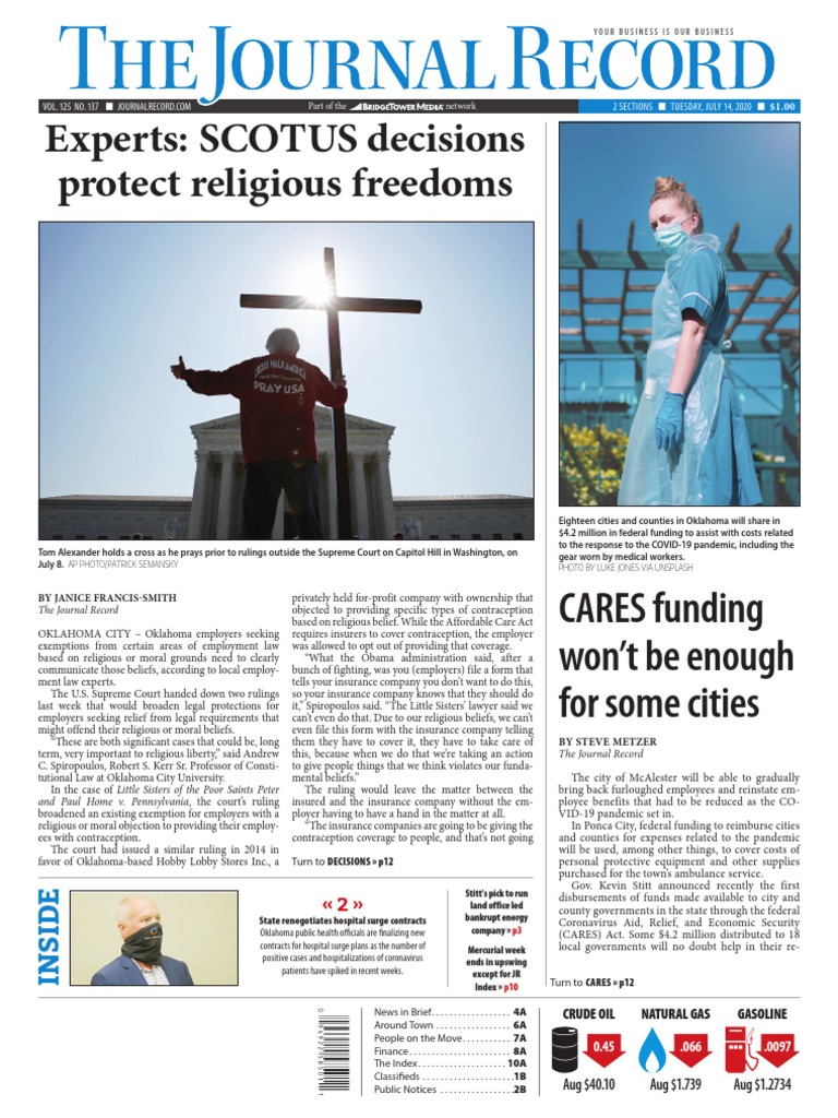 Journal Record Front Page 7-14-20 | Download Free PDF | Bar | Employment