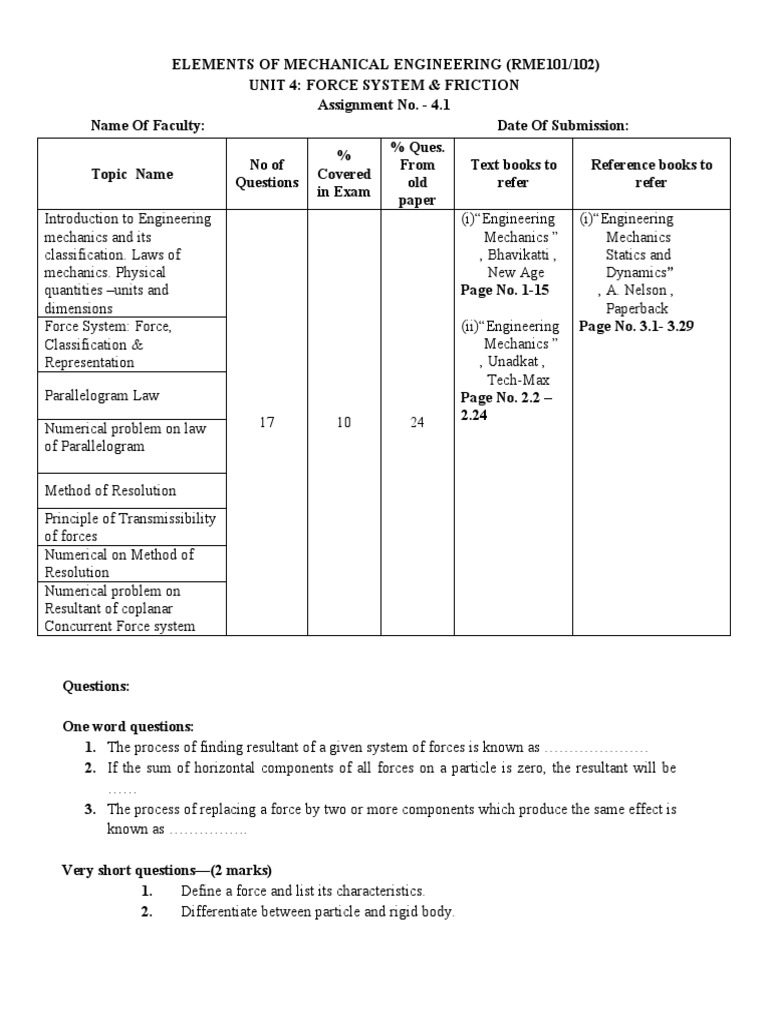 Assignment Unit 4 | PDF | Friction | Force