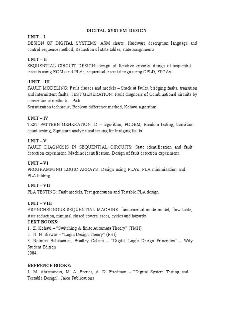 Vlsi Mtech 1st - Year - Jntu Kakinada Syllabus | PDF | Embedded System | Data Transmission