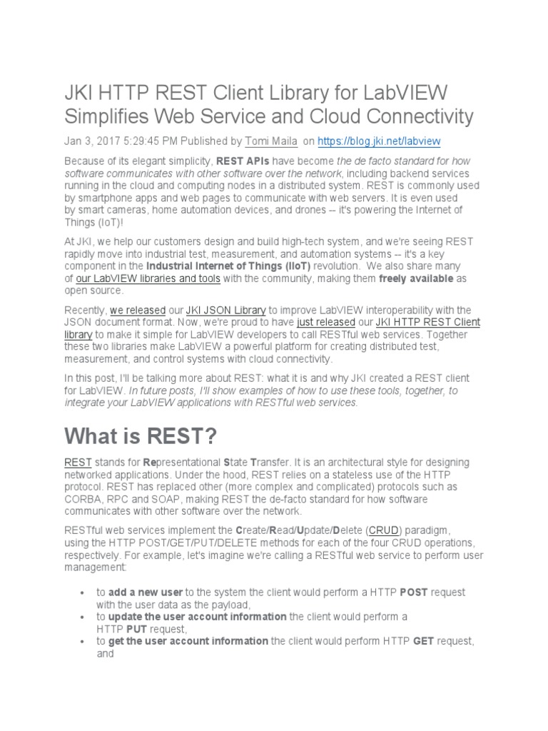JKI HTTP REST Client Overview | PDF | Representational State Transfer ...