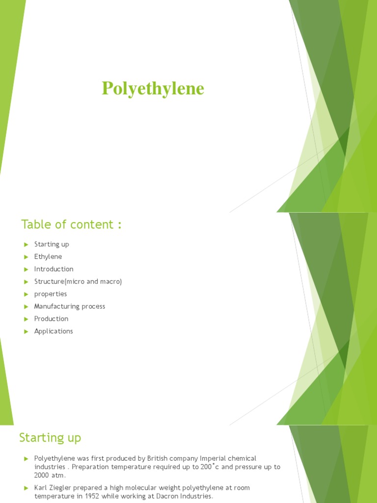 Polyethylene Presentation | Download Free PDF | Polyethylene | Polymerization