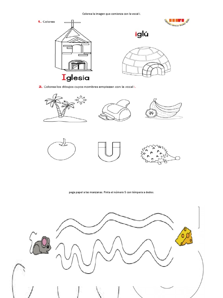 Colorea La Imagen Que Comienza Con La Vocal I | PDF