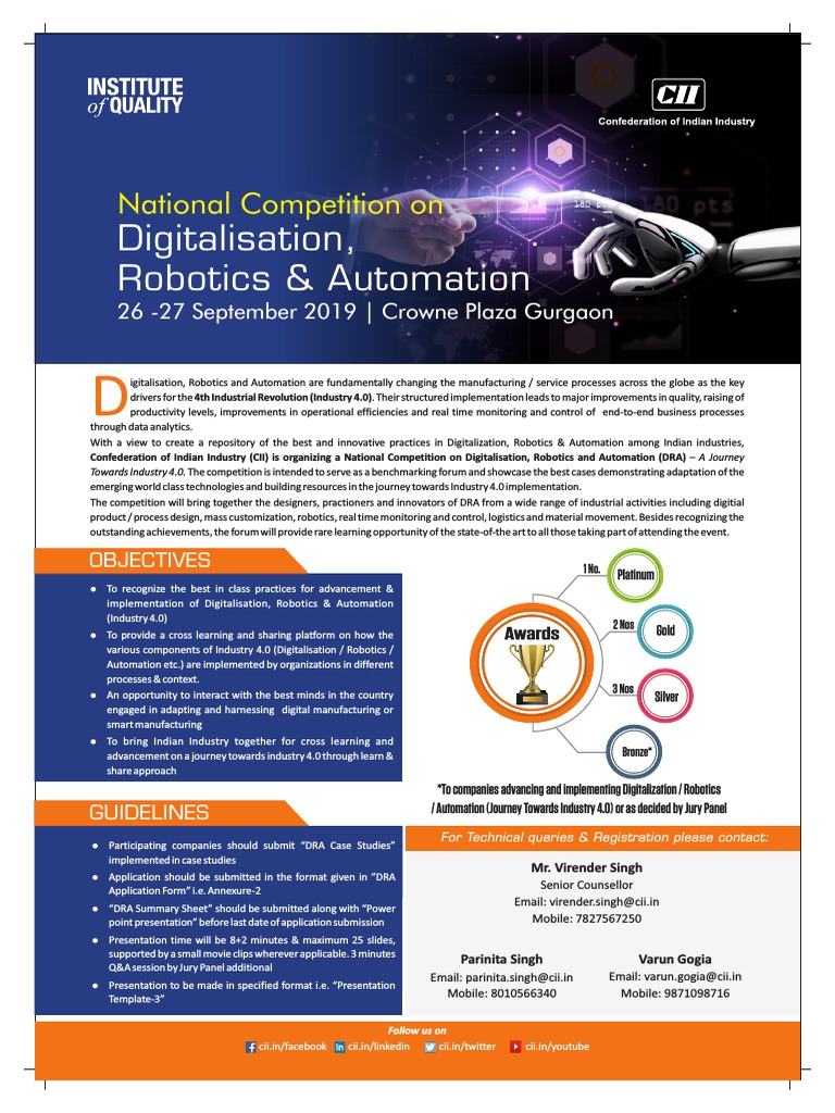 Digitalisation, Robotics & Automation: National Competition On | PDF ...