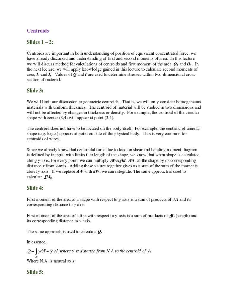 Slides 1 - 2:: Centroids | PDF | Area | Triangle