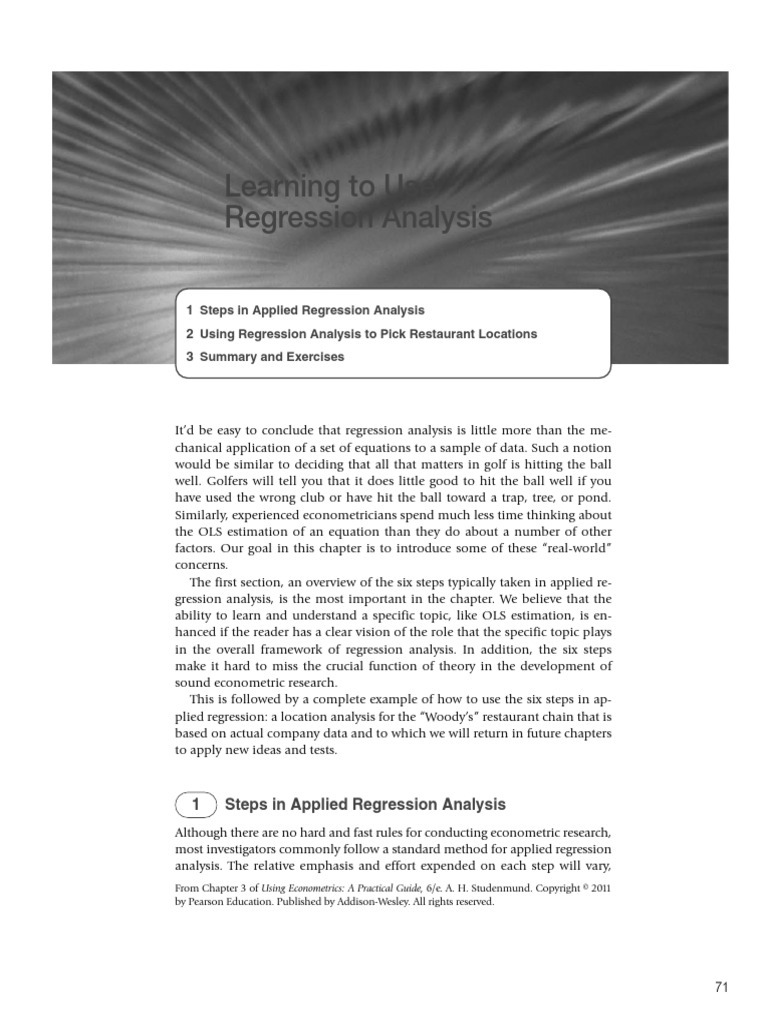 ntXIiKXCDR6JFJWL - Learning To Use Regression Analysis | PDF | Econometrics | Regression Analysis