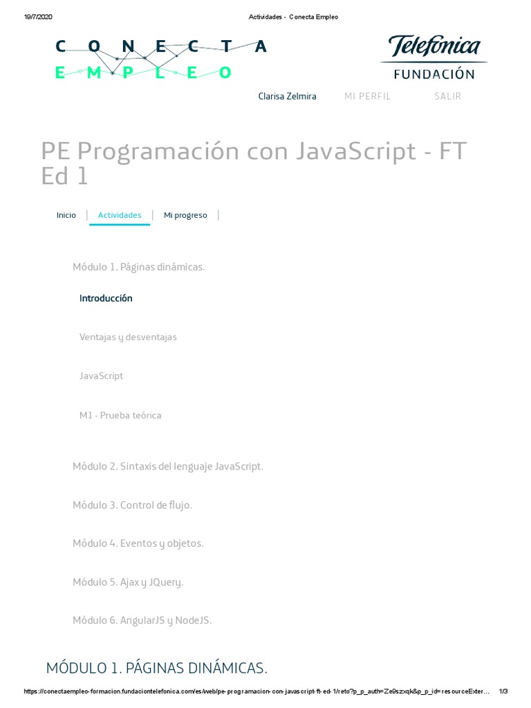 Actividades - Conecta Empleo | PDF | Script Java | Página web