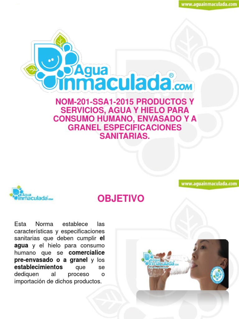 Agua y Hielo para Consumo Humano Nom 201 Ssa1-2015 | PDF | Agua potable | Agua