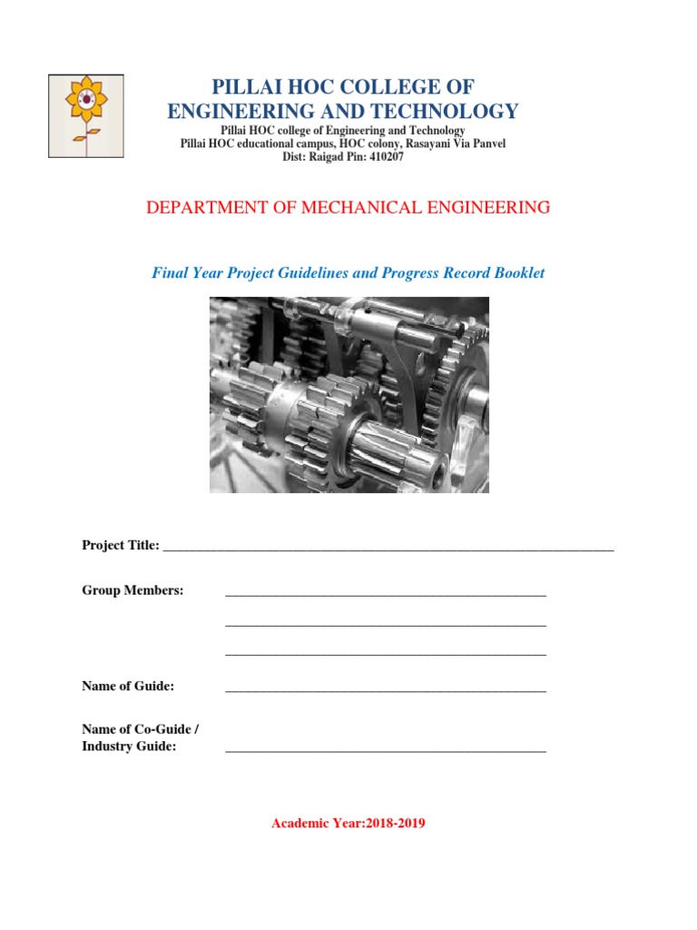 Pillai HOC Mechanical Engineering Project Guidelines | PDF | Thesis ...