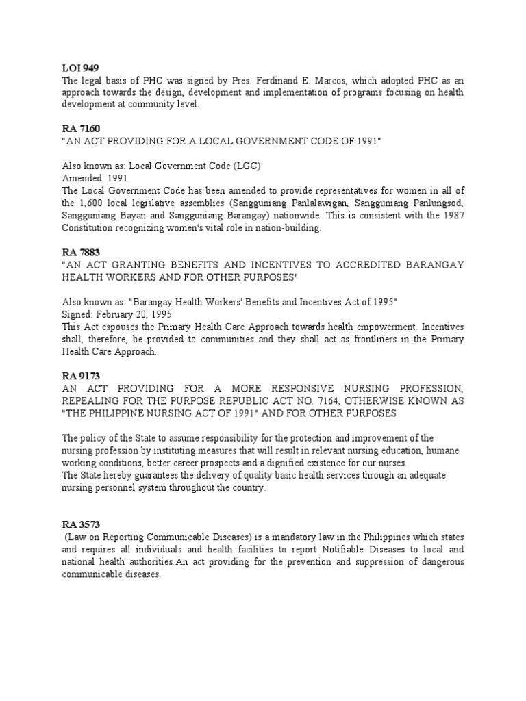 CHN Laws | PDF | Breastfeeding | Nutrients