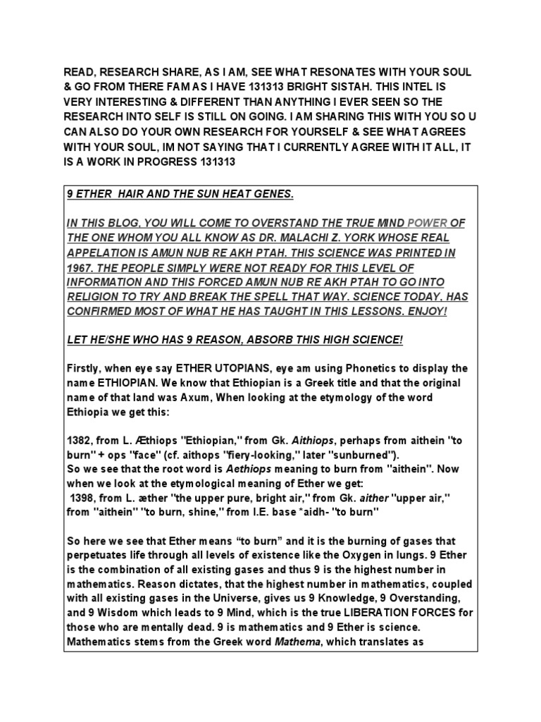 Understanding 9 Ether Hair Science | PDF | Noah | Sun