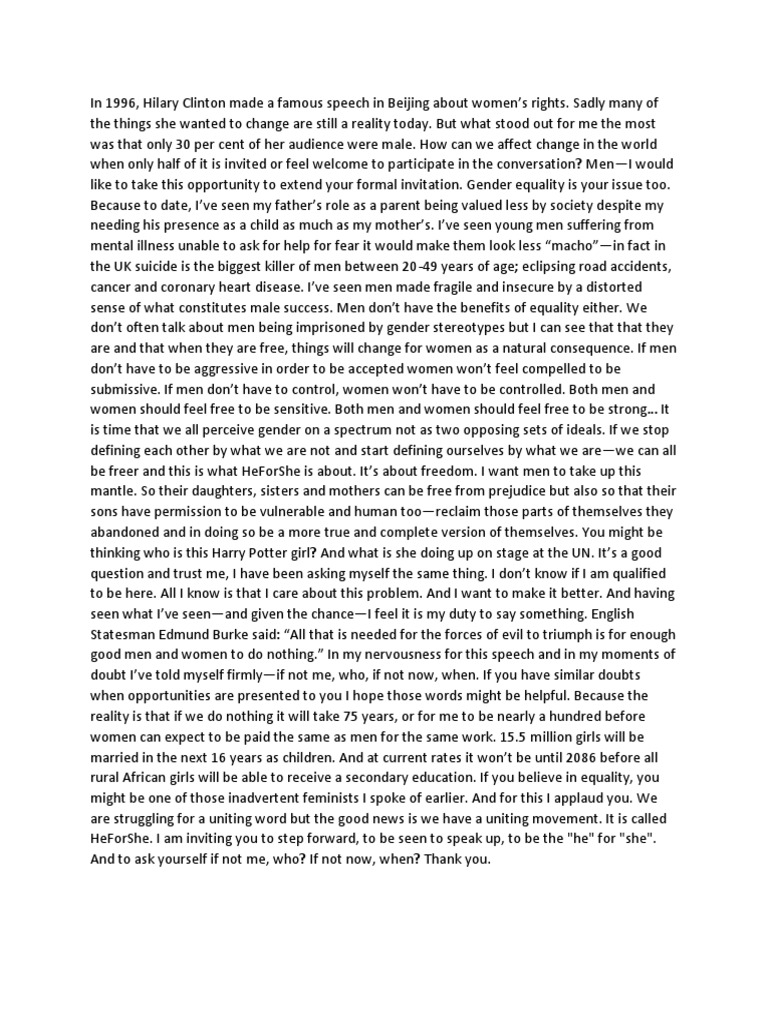 Emma Watson Speech | PDF | Woman | Gender