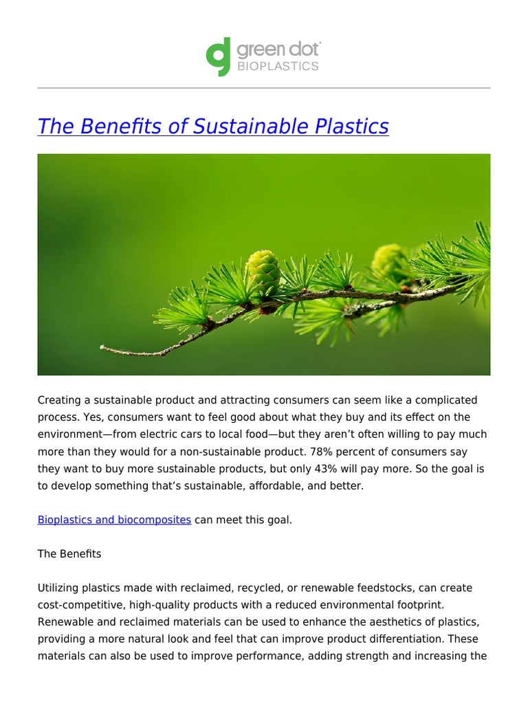 The Benefits of Sustainable Plastics: Bioplastics and Biocomposites ...