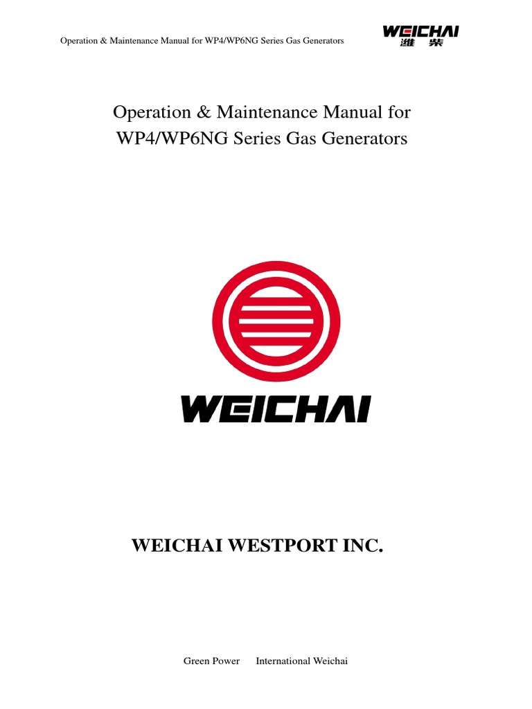 Operation & Maintenance Manual For WP4/WP6NG Series Gas Generators ...