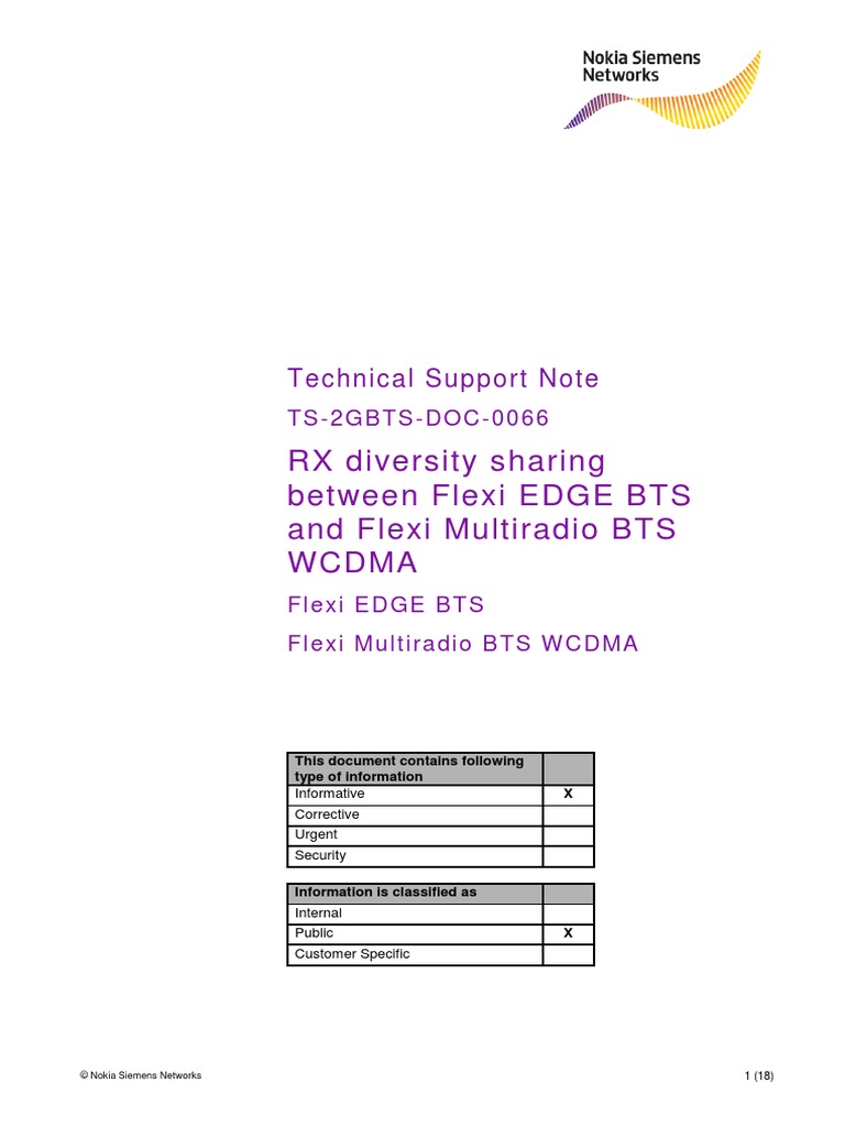RX Diversity Sharing Between Flexi EDGE BTS and Flexi Multiradio BTS Wcdma | PDF | Bandwidth ...