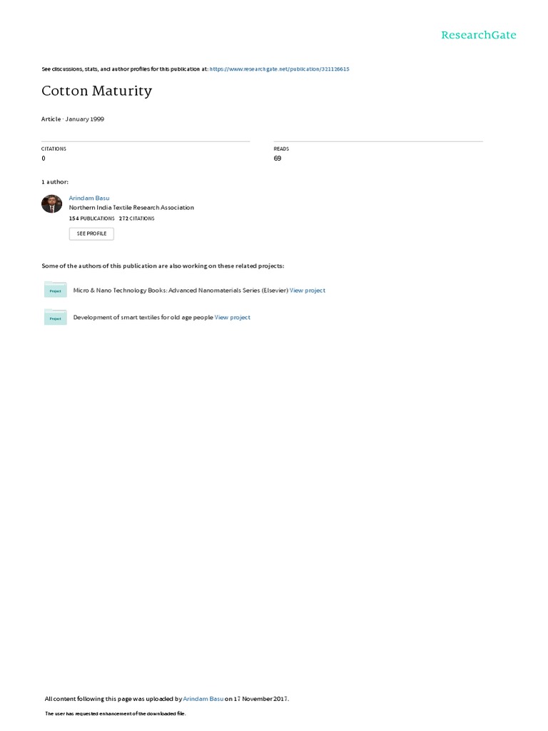 Cotton Maturity: January 1999 | PDF | Art