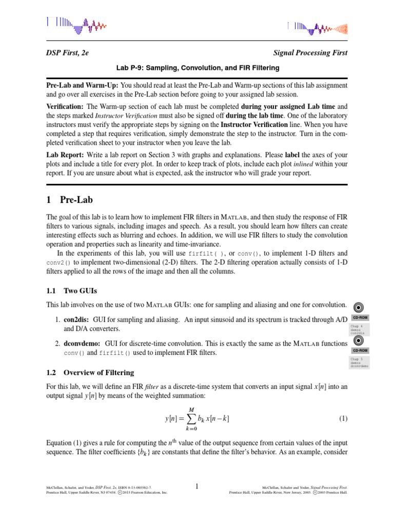 P9 Sampling, Convolution, and FIR Filtering | PDF | Digital Signal Processing | Filter (Signal ...