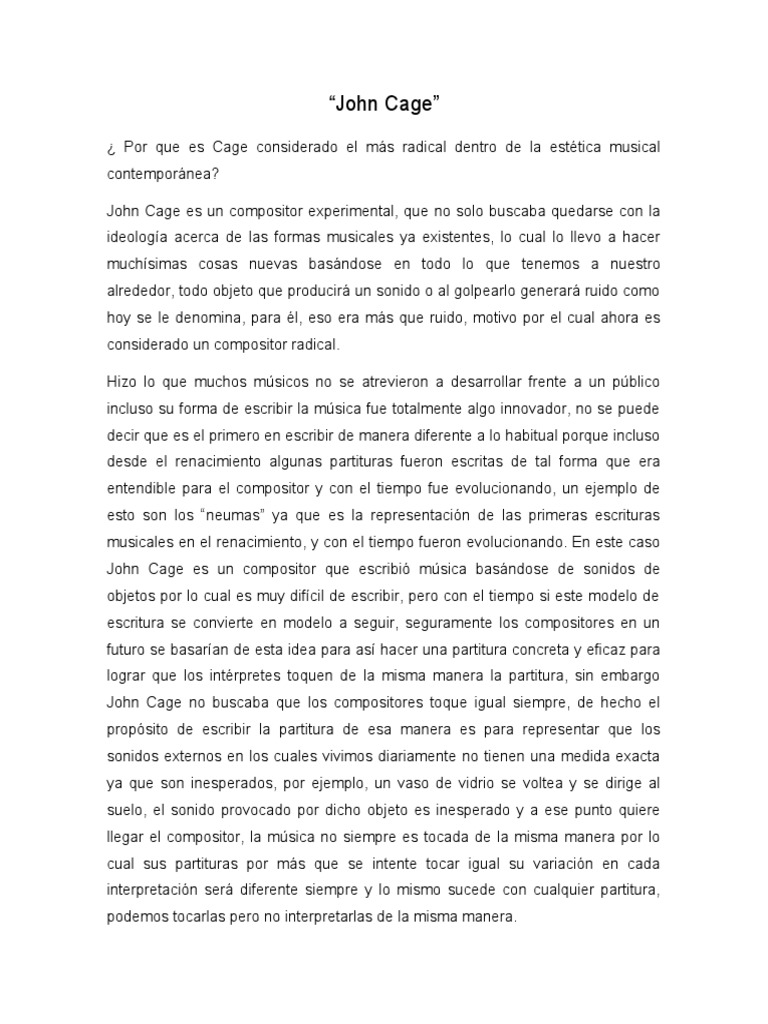 John Cage | PDF | Partituras | Compositores