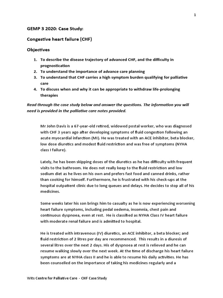 GEMP 3 2020: Case Study: Congestive Heart Failure (CHF) Objectives ...