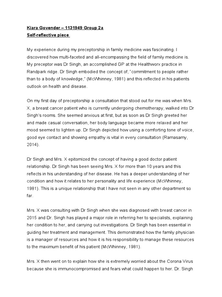 Kiara Govender - 1131949 Group 2a Self-Reflective Piece | PDF | Family ...