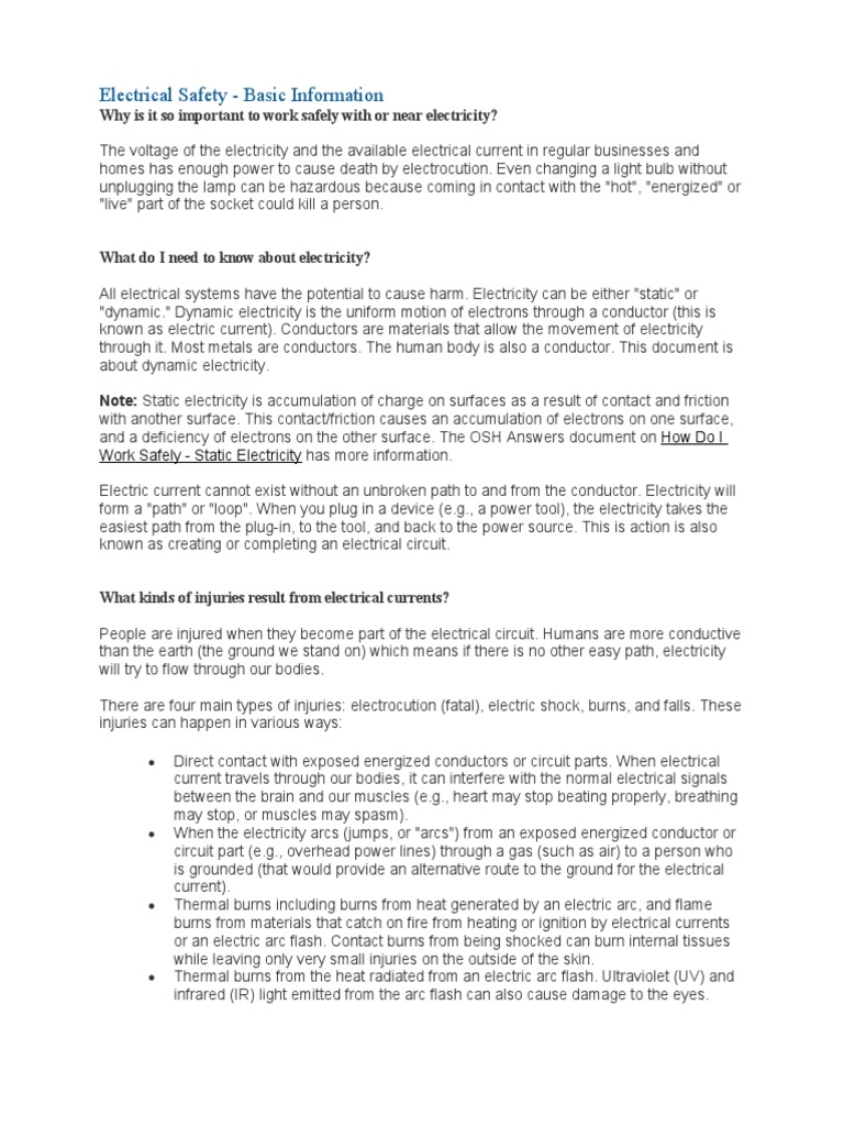 Essential Electrical Safety Guidelines | PDF | Electricity | Ac Power ...
