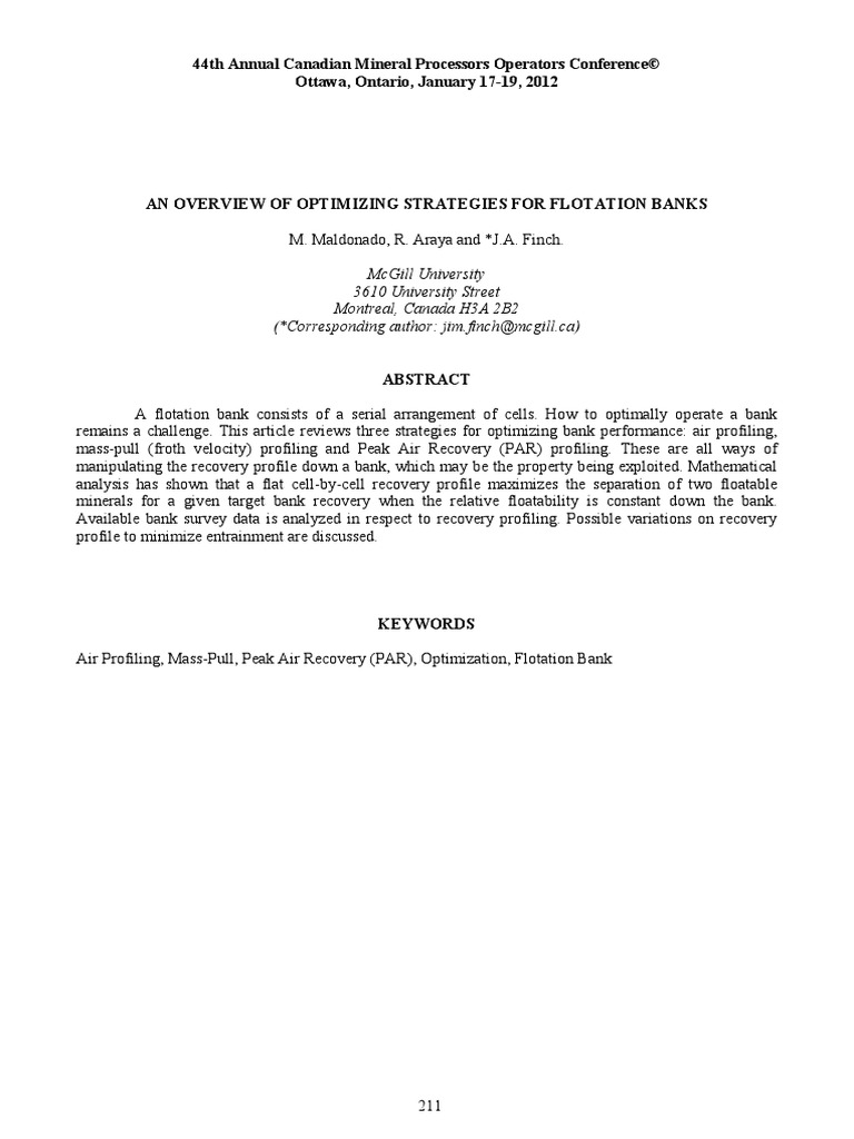 An Overview of Optimizing Strategies For Flotation | PDF | Foam ...