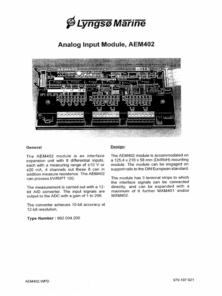 AEM402 Specifications | PDF