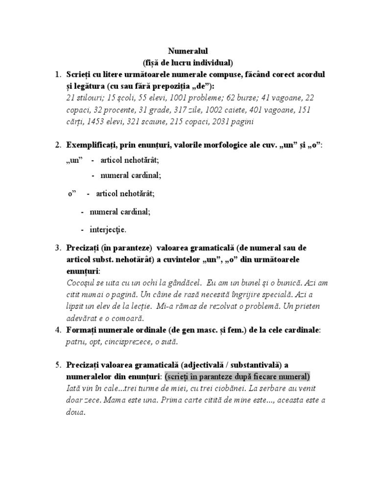 7.numeral, Pronume | PDF