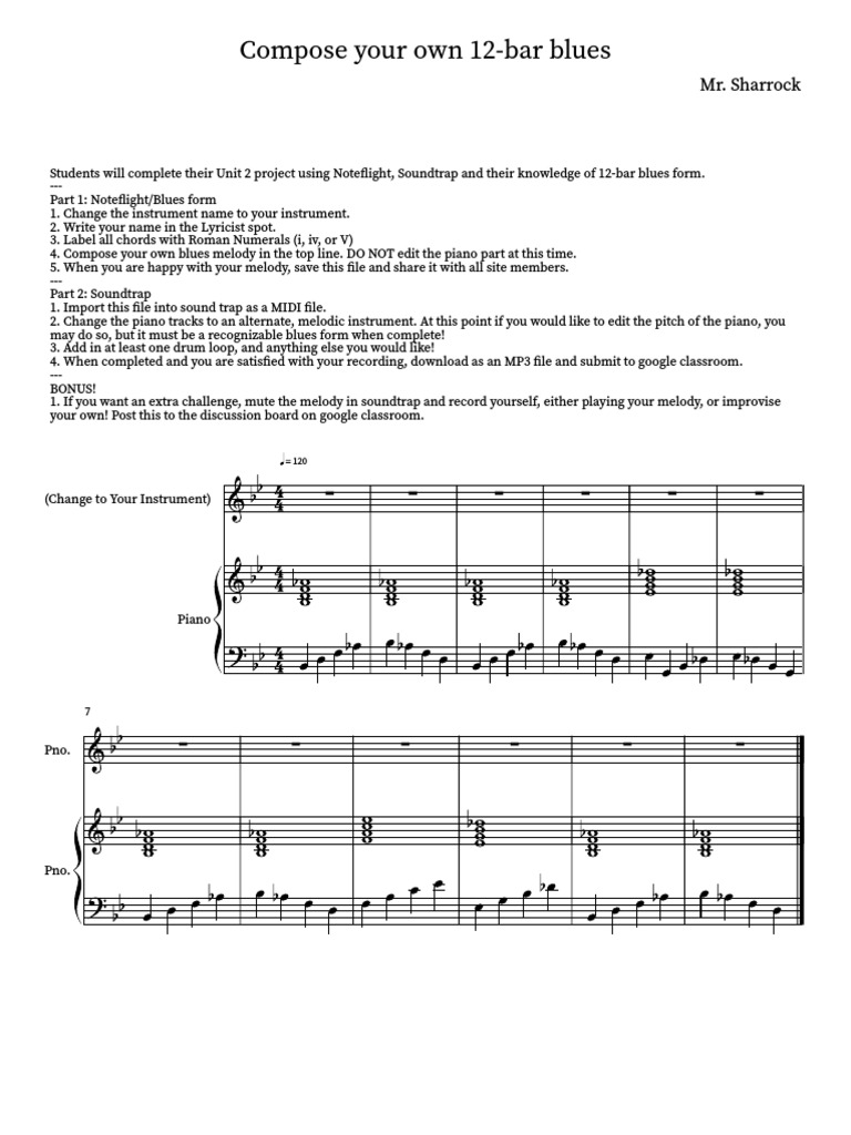 Compose Your Own 12-Bar Blues Project | PDF