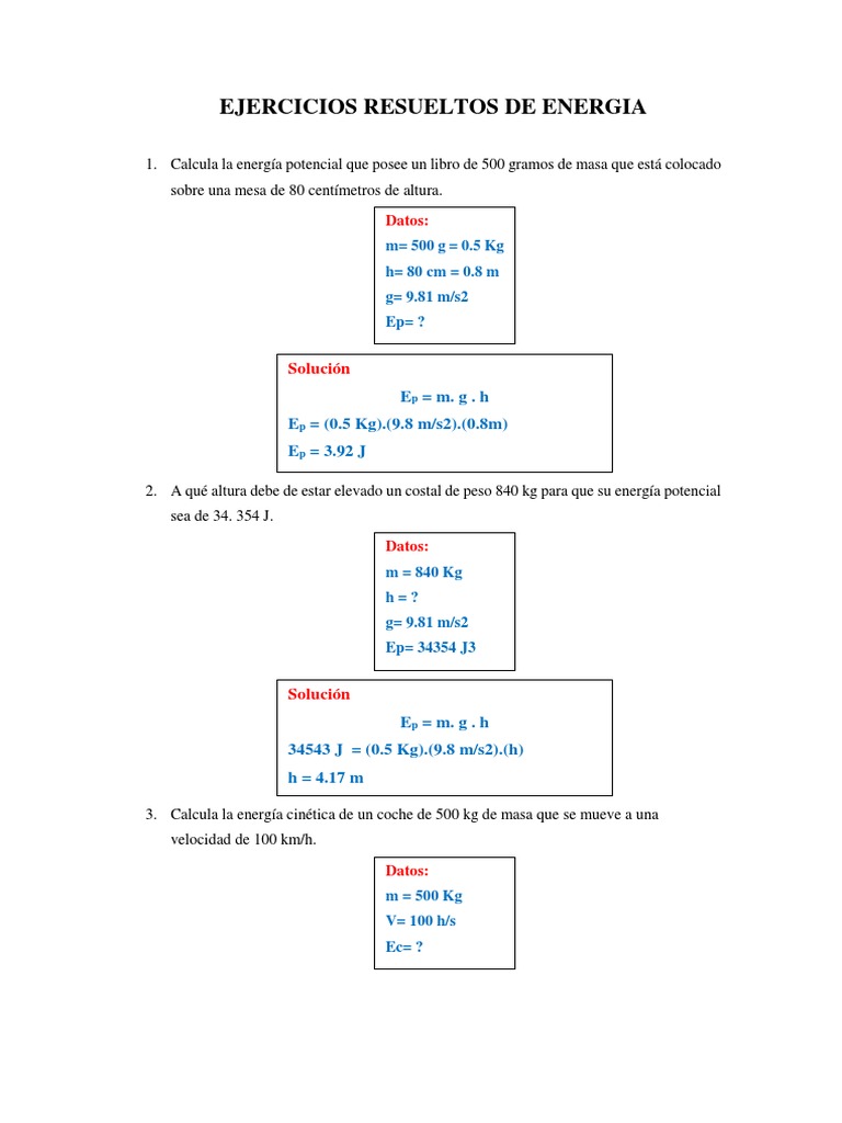 Semana 03 Problemas Resueltos y Propuestos de Energia | PDF | Calor | Física Aplicada e ...