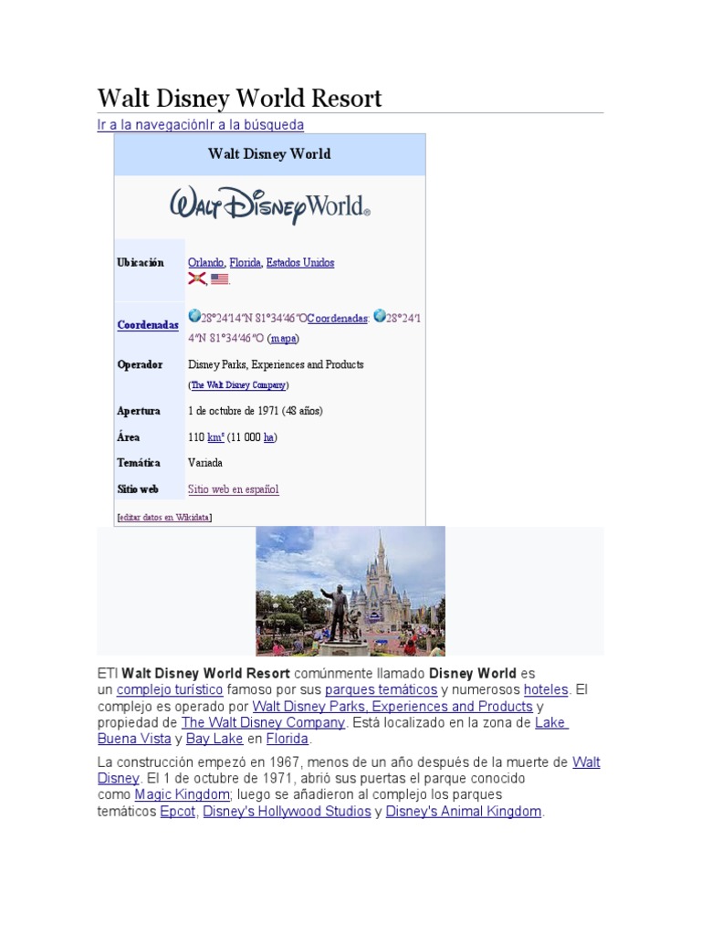 Walt Disney World Resort | PDF | El mundo de Walt Disney | La compañía ...