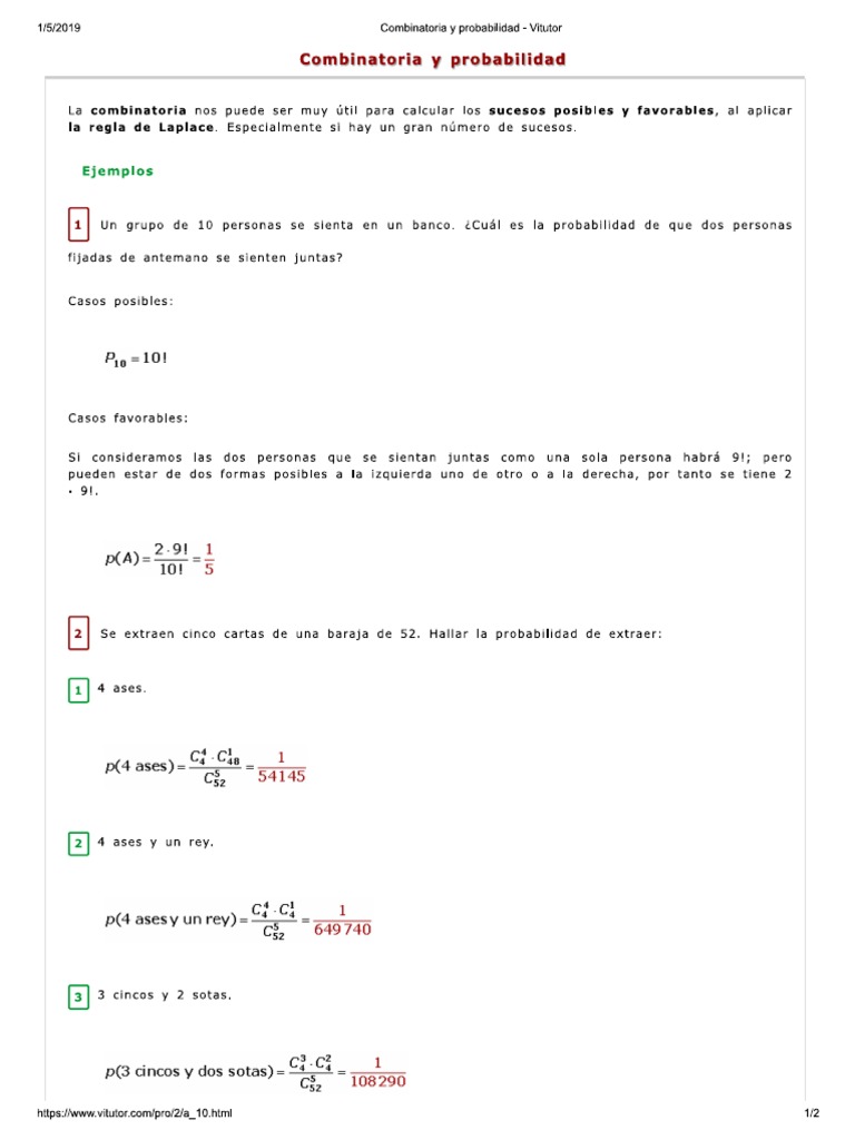 Combinatoria y Probabilidad Con Regla Laplac | PDF