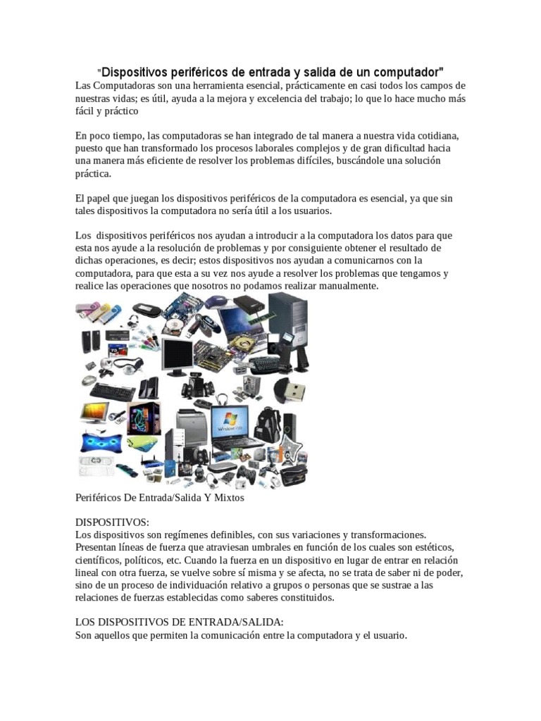 Dispositivos Periféricos de Entrada y Salida de Un Computador | PDF ...
