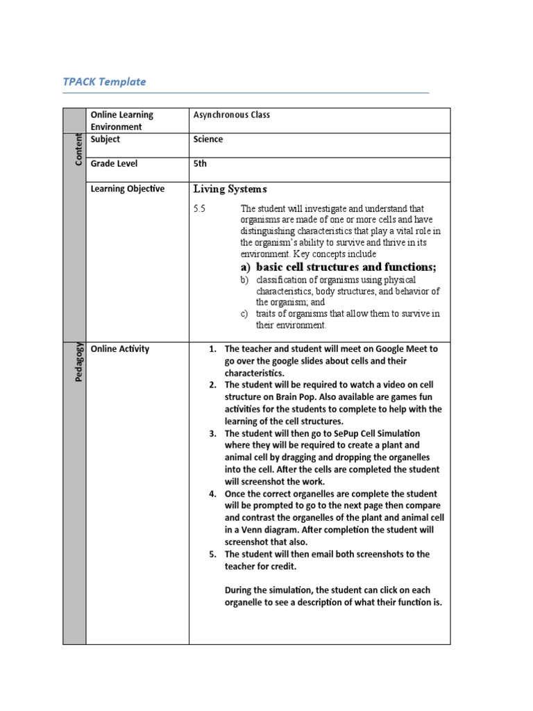 Simulation Lesson Plan | PDF | Cell (Biology) | Organisms