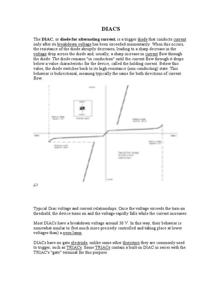 Diacs: DIAC, or Diode For Alternating Current, Is A Trigger Diode That ...