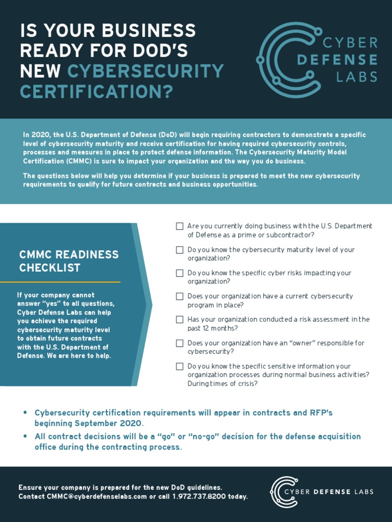 Cyber Defense Labs CMMC Checklist | PDF