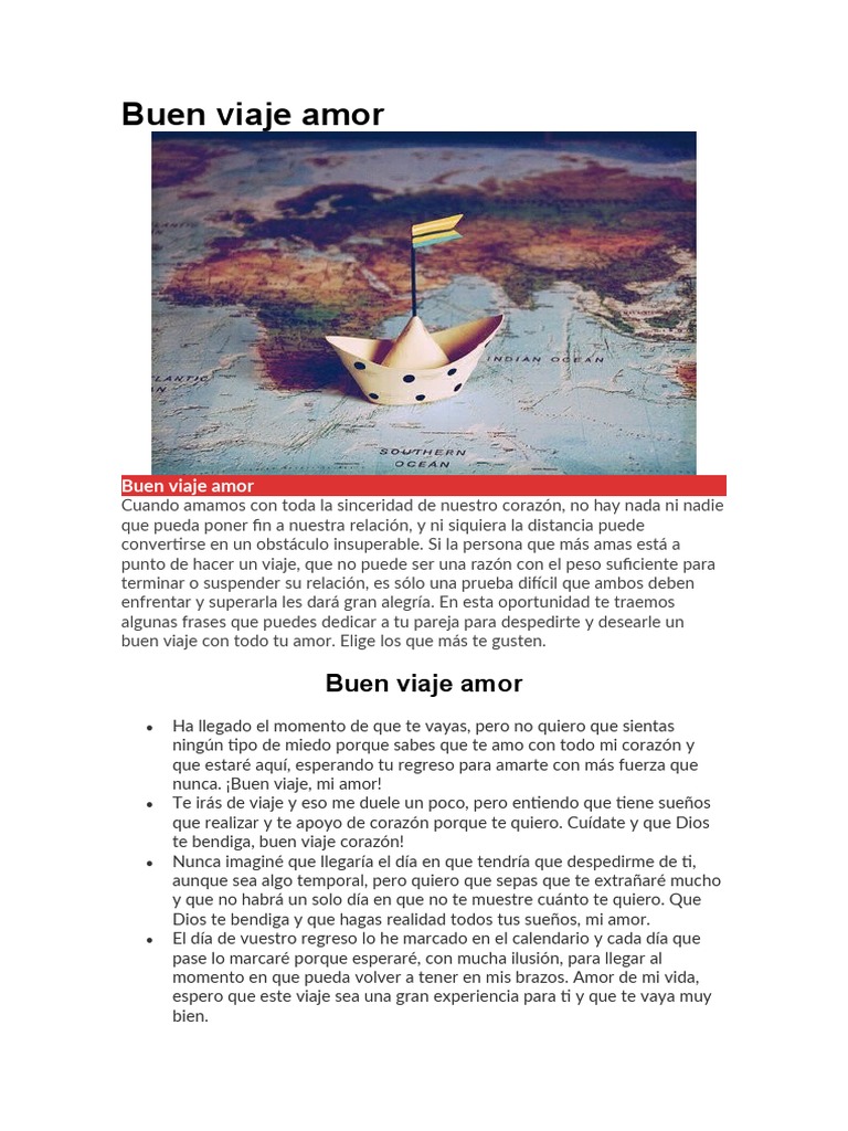 Frases para desear buen viaje a tu amor | PDF | Amor