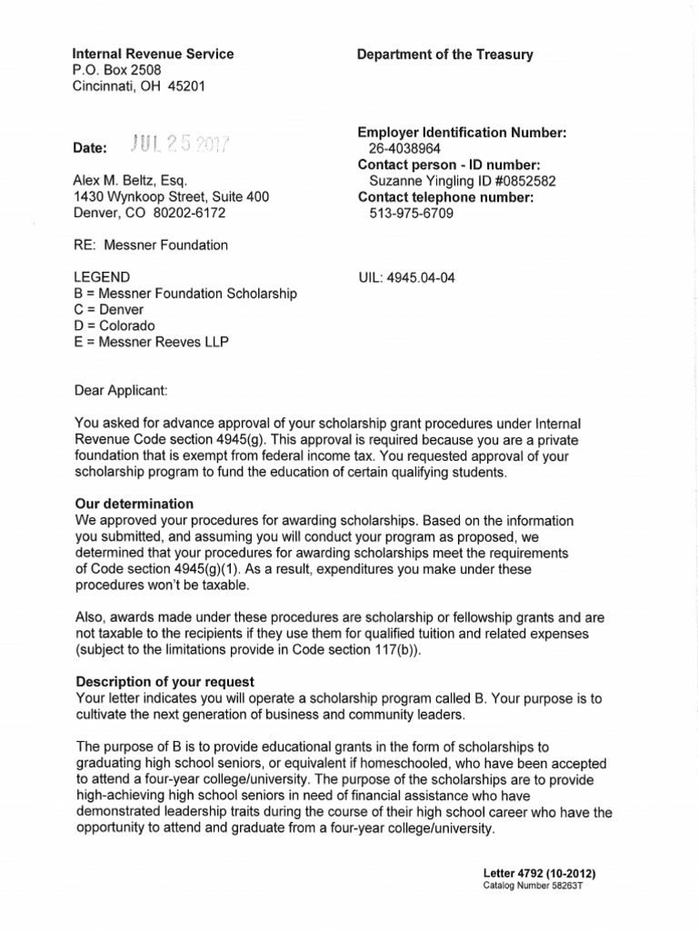 Scholarship Approval Letter (02423468xA9B4D) | PDF